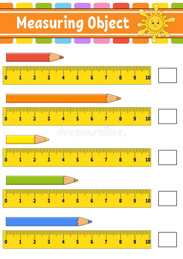Measuring Object with Ruler. Education Developing Worksheet. Game for ...