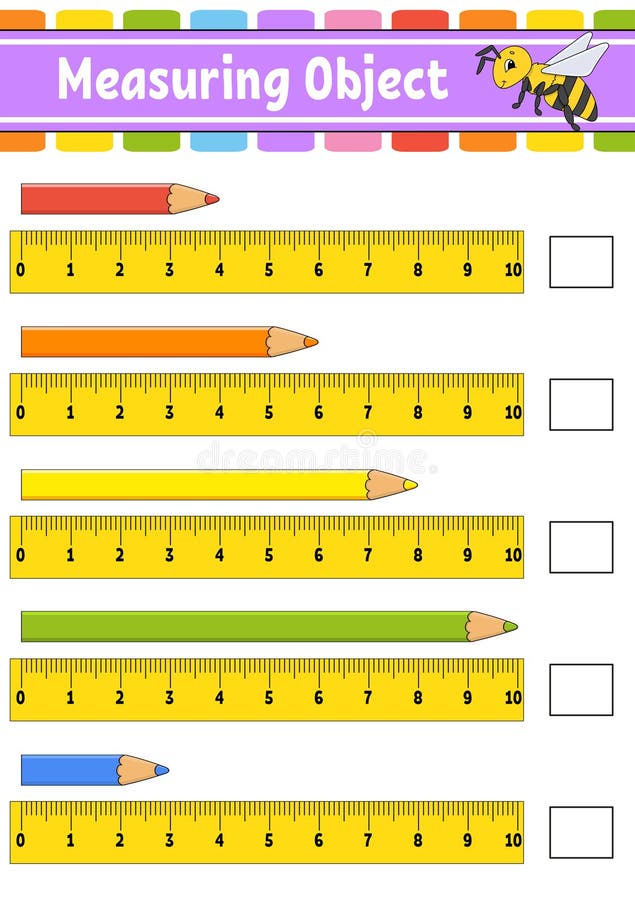 Measuring Object with Ruler. Education Developing Worksheet. Game for ...