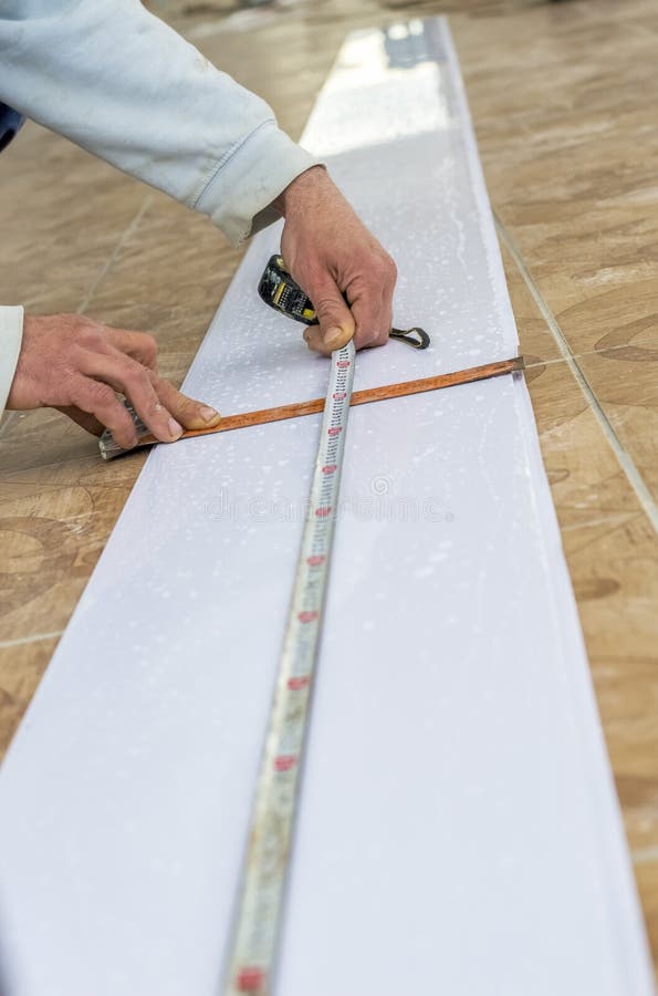 Measuring Plastic Panels PVC Tape for Construction Stock Image - Image ...