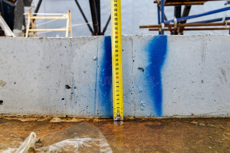 Measuring Ruler on a Concrete Wall Texture Stock Image - Image of ...