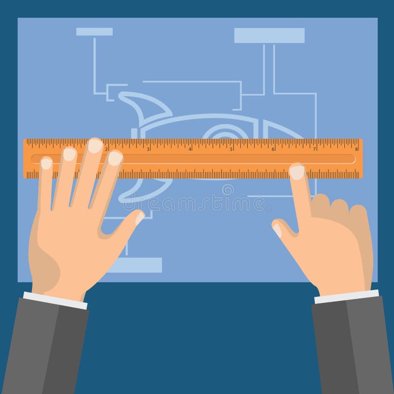 Measuring Ruler in Hand. Tools for Education and Work. Stationery and ...