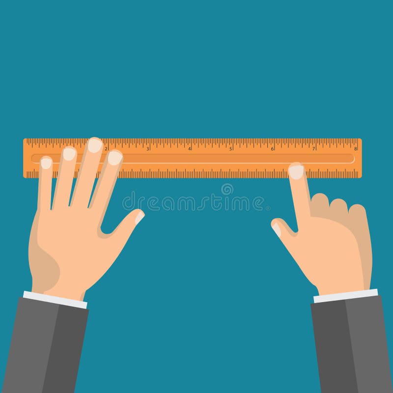 Measuring Ruler in Hand. Tools for Education and Work. Stationery and ...