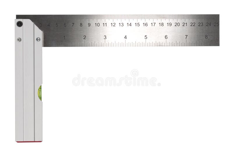 Measuring Ruler with Level Isolated Stock Photo - Image of angle, metal ...
