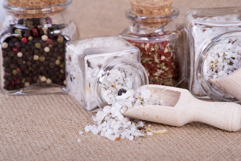 Measuring salt herbal stock photo. Image of salty, glass - 69968350
