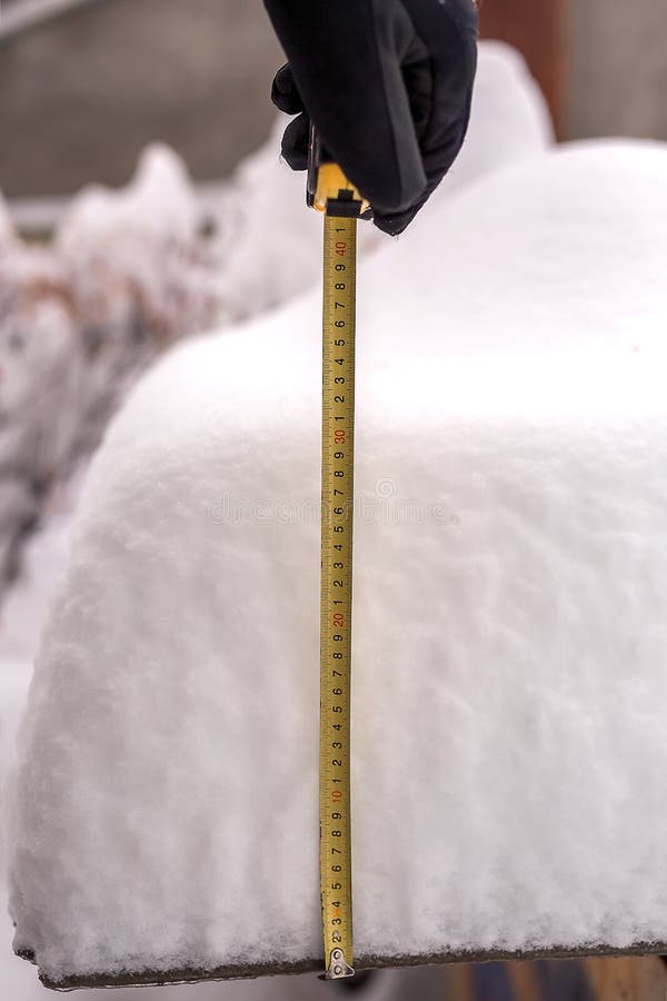 Measuring the Snow Level with a Ruler Stock Photo - Image of cold, cane ...