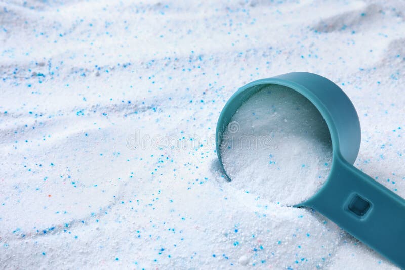 Measuring Spoon with Laundry Powder, Above View Stock Photo - Image of ...