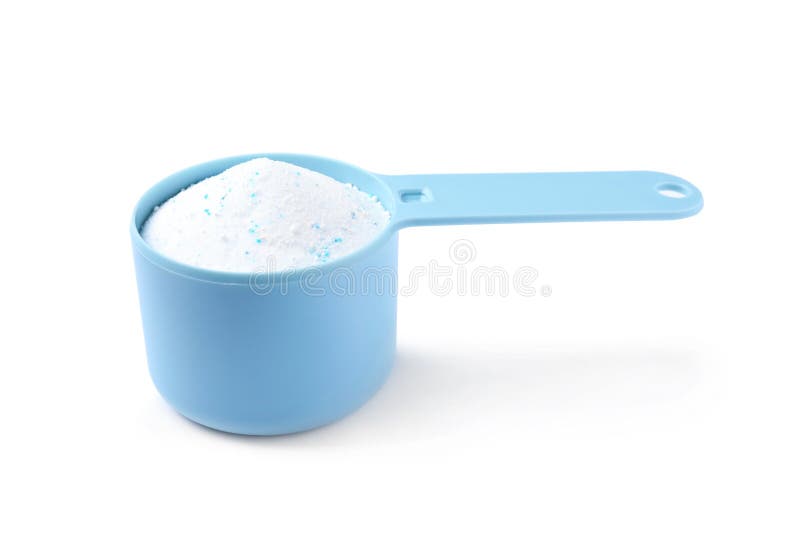 Measuring Spoon with Laundry Powder on White Stock Photo - Image of ...