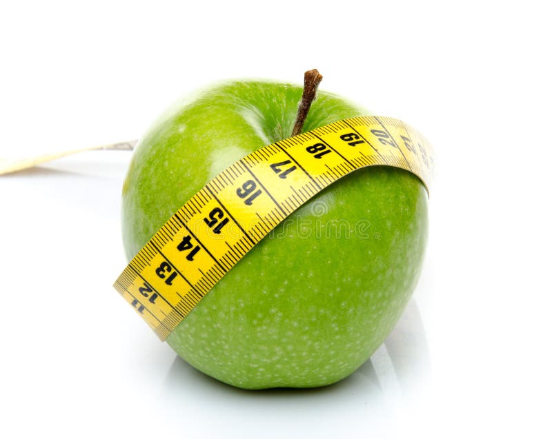 Measuring Tape Around a Green Apple Stock Image - Image of delicious ...