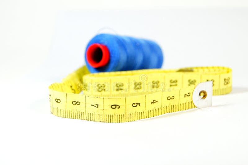 Measuring Tape with Blue Threads Stock Image - Image of hobby, detail ...
