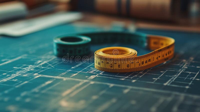 Measuring Tape on Blueprint Showing Architectural Plans and Design ...