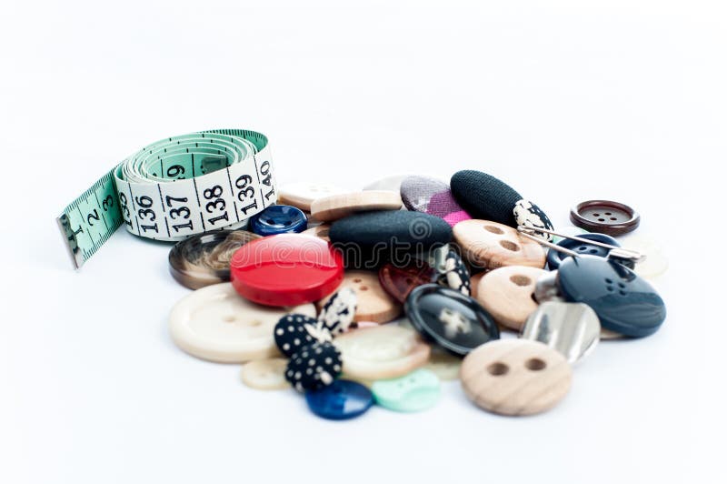Measuring Tape and Colorful Buttons Stock Image - Image of blue, bright ...