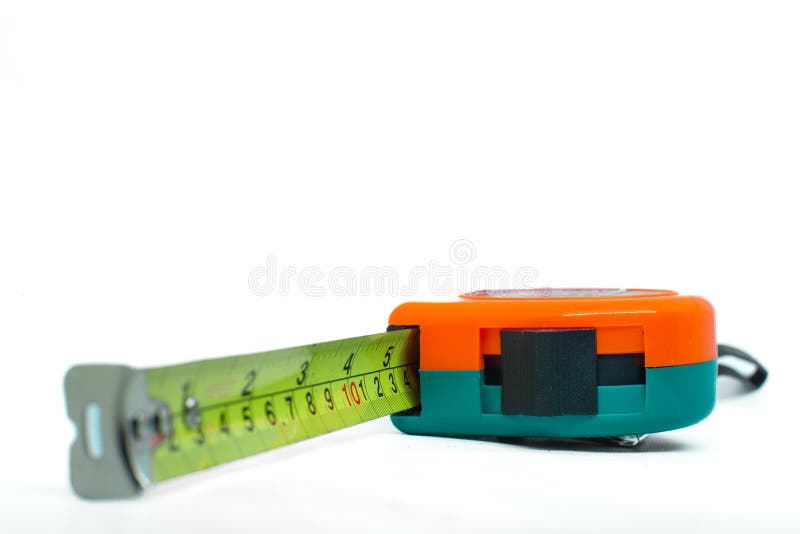 Measuring Tape Isolated White Background, Front Blur View Stock Photo ...