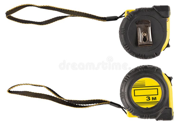 Measuring Tape Isolated White Background, Top View. Construction Tool ...