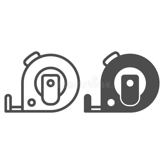 Measuring Tape Line and Solid Icon, Construction Worker Tools Concept. Vector Graphics Stock ...