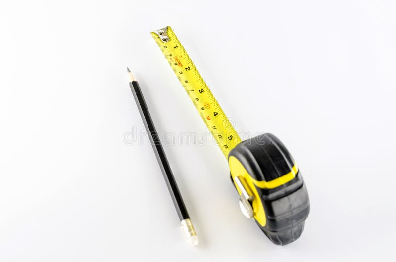 Measuring tape with pencil stock photo. Image of measure - 44419284