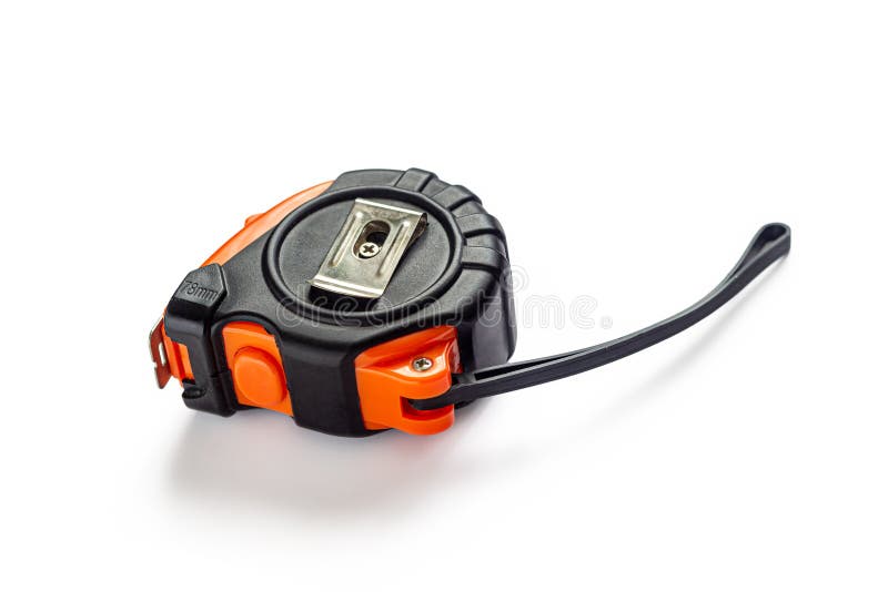 Measuring Tape in a Plastic Case, on a White Background Stock Image ...