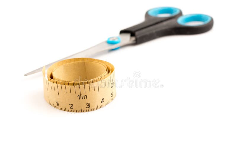 Scissor and measuring tape stock image. Image of home - 6584363