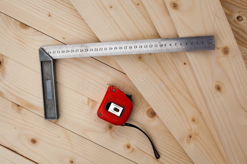 A Measuring Tape and a Square Stock Photo - Image of atelier, joiner ...
