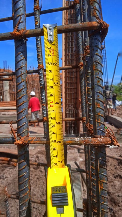 Measuring Tape Tool on a Construction Site Stock Photo - Image of hard ...