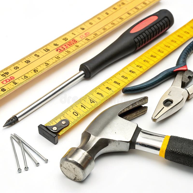 Measuring Tape Work Tools Isolated on White Background Stock Image ...