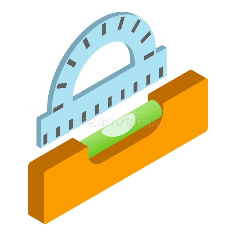 Measuring Tool Icon Isometric Vector. Protractor and Yellow Building ...