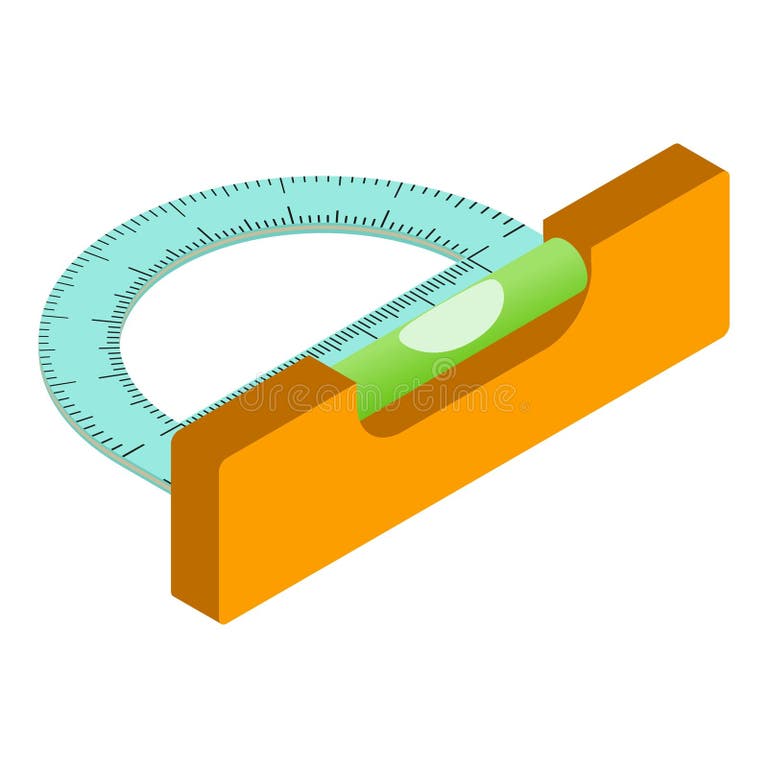Measuring Tool Icon Isometric Vector. Protractor and Yellow Building ...