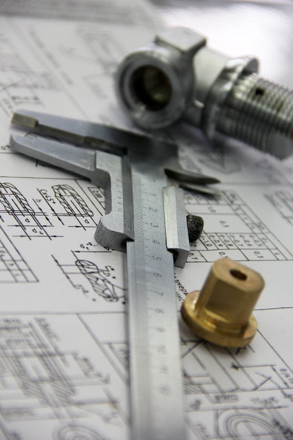 Measuring Tool and Workpiece Stock Photo - Image of drawing, paper ...
