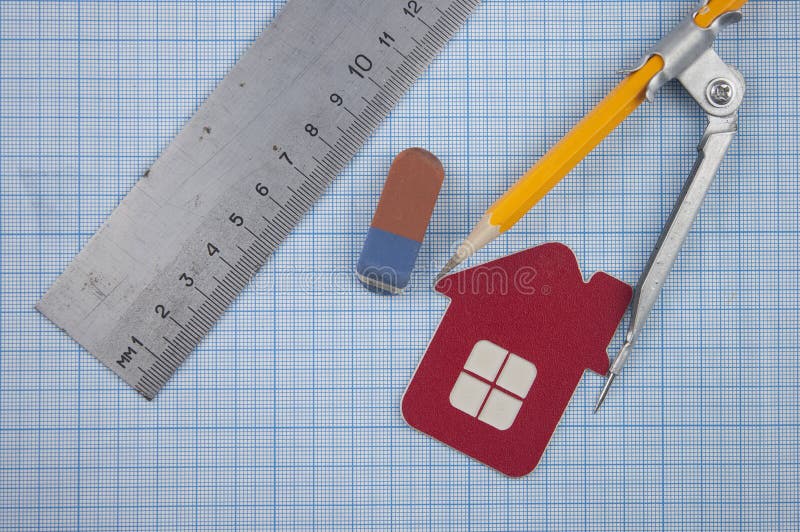 Measuring Tools Above Blue Graph Paper Stock Photo - Image of education ...