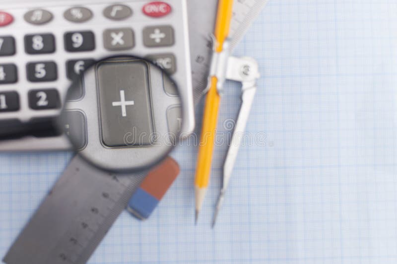 Measuring Tools Above Blue Graph Paper Stock Photo - Image of concept ...