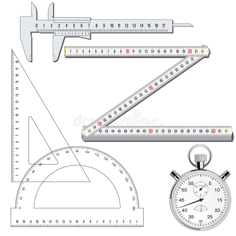 Rulers, Triangles, Protractor. Vector Instruments on Wh Stock Vector ...