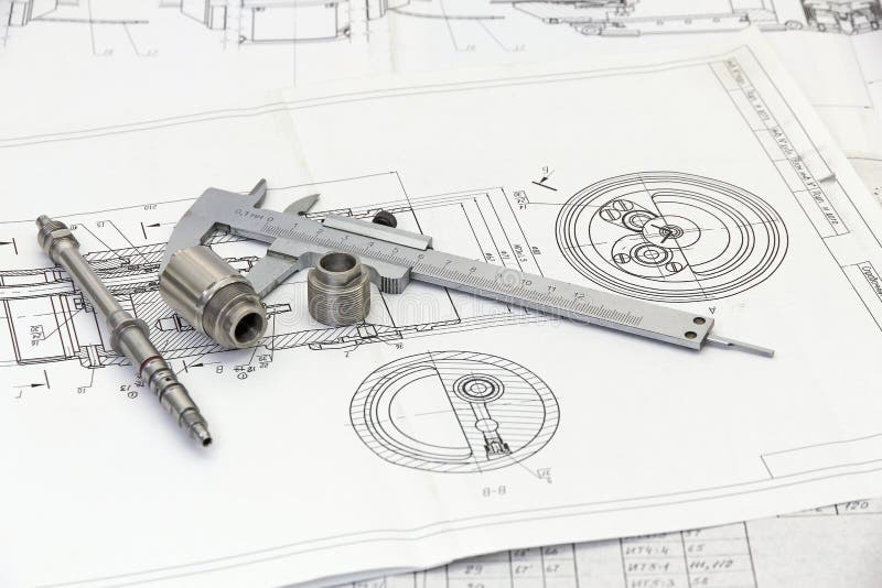 Measuring Tools and Blueprints. Stock Photo - Image of manufacturing ...