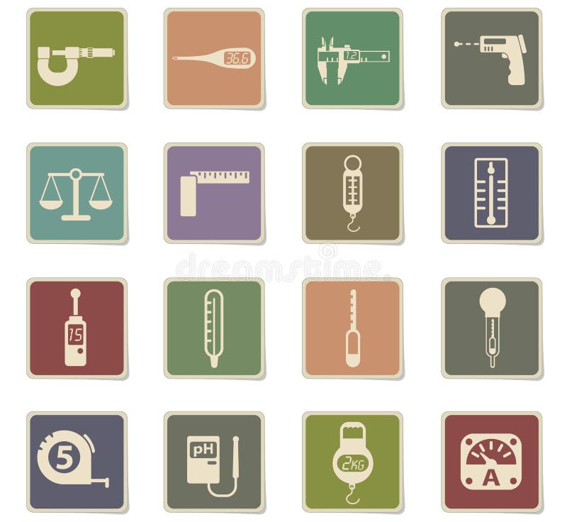 Measuring tools icon set stock vector. Illustration of cardboard ...