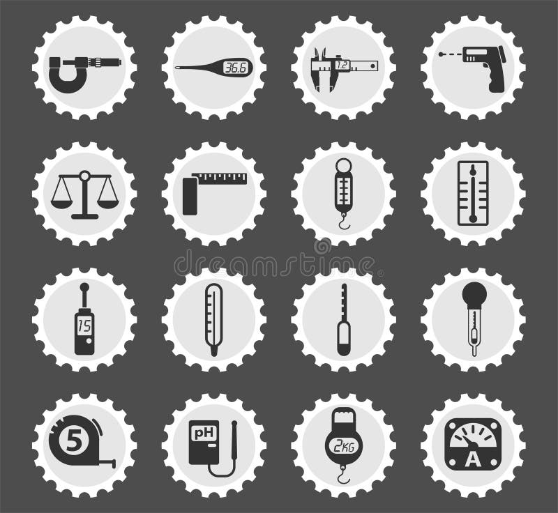 Measuring tools icon set stock vector. Illustration of areometer ...