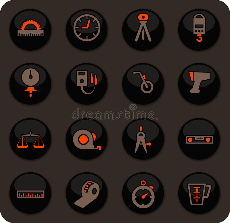 Measuring tools icons set stock vector. Illustration of protractor ...