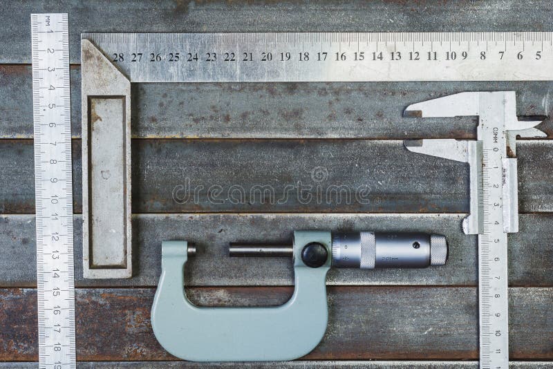 Measuring Tools, Metal Background. Background, Texture. Stock Photo ...