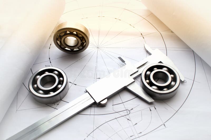 Measuring Tools Scattered in the Drawing, Engineering Work on the ...