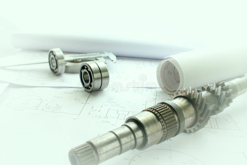 Measuring Tools Scattered in the Drawing, Engineering Work on the ...