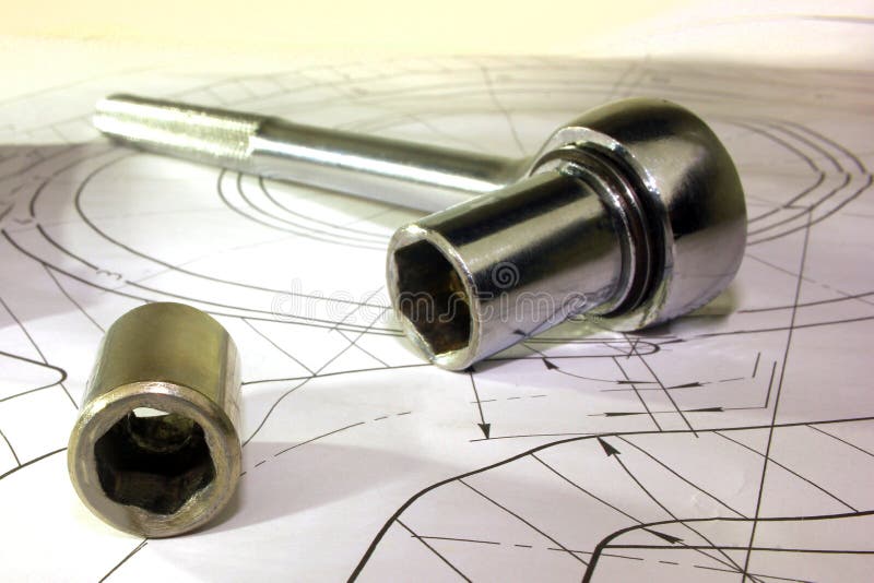 Measuring Tools Scattered in the Drawing Stock Image - Image of project ...