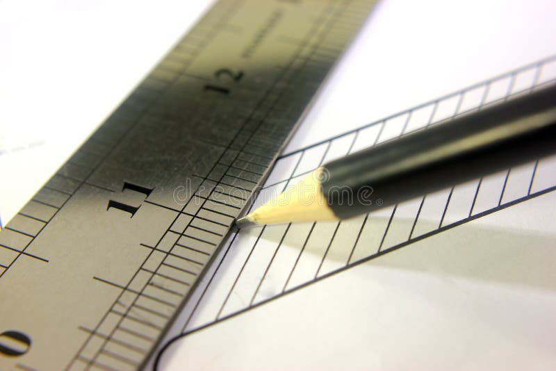 Measuring Tools Scattered in the Drawing Stock Photo - Image of ...