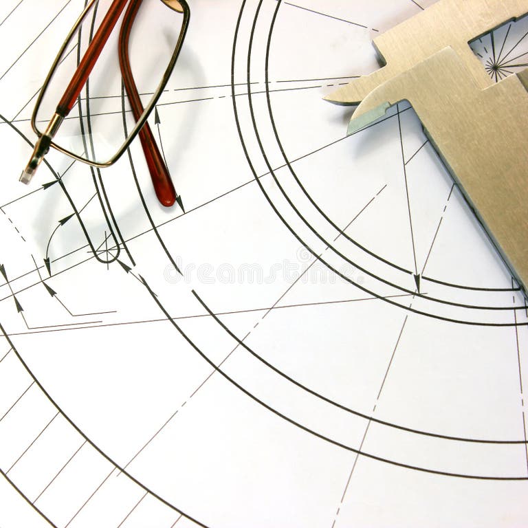 Measuring Tools Scattered in the Drawing Stock Photo - Image of drawing ...