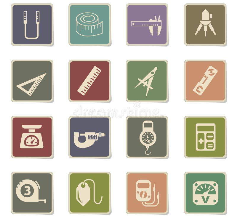 Measuring tools icon set stock illustration. Illustration of meter ...