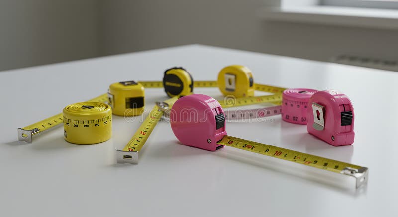 Colorful Measuring Tapes stock illustration. Illustration of pink ...