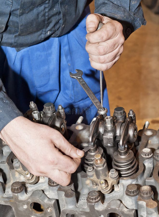 Measuring Valve Clearance Tappet Feeler Gauge Set Stock Photos - Free ...