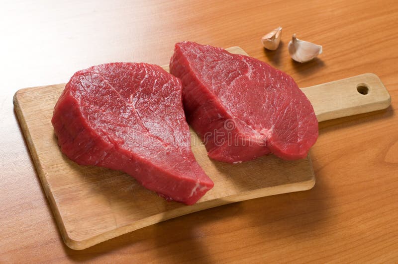 Tenderized Raw Minute Steaks Stock Photo - Image of board, kitchen ...