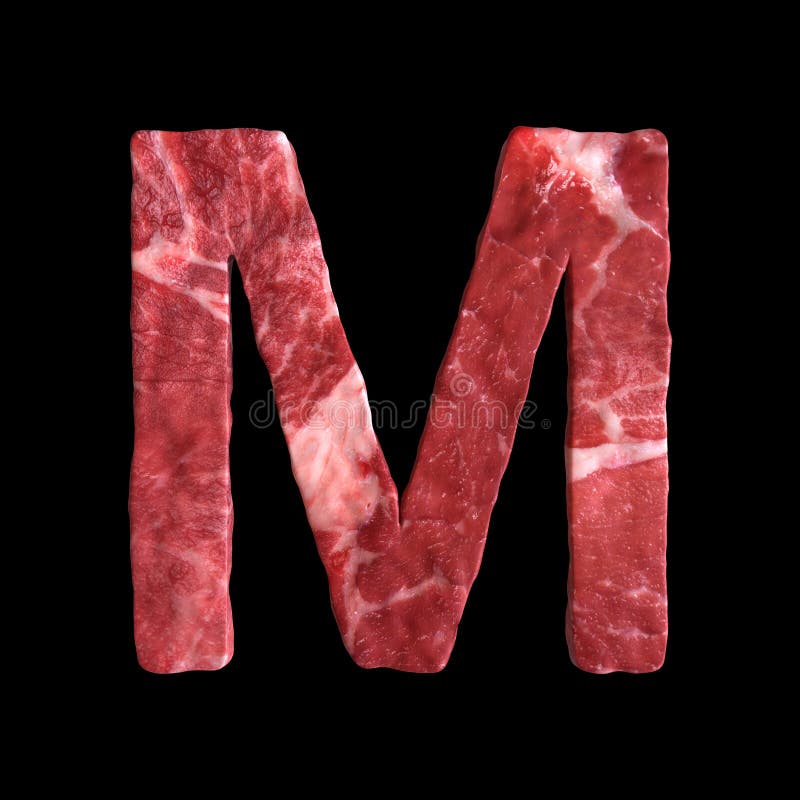 Meat Alphabet on Black Background, Letter M Stock Illustration ...