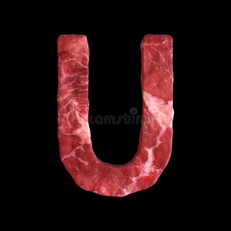 Meat Alphabet on Black Background, Letter U Stock Illustration ...
