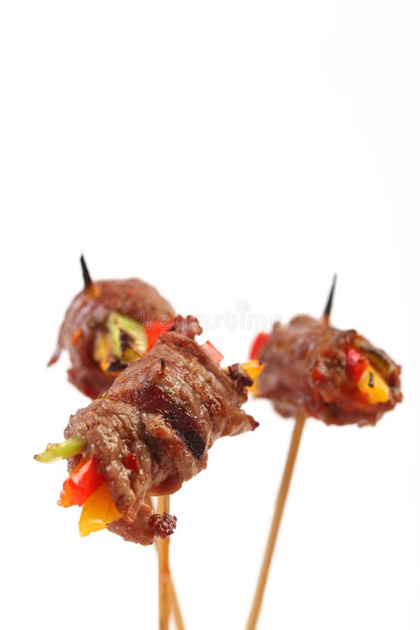 Meat appetizer on stick stock photo. Image of buffet - 29086406