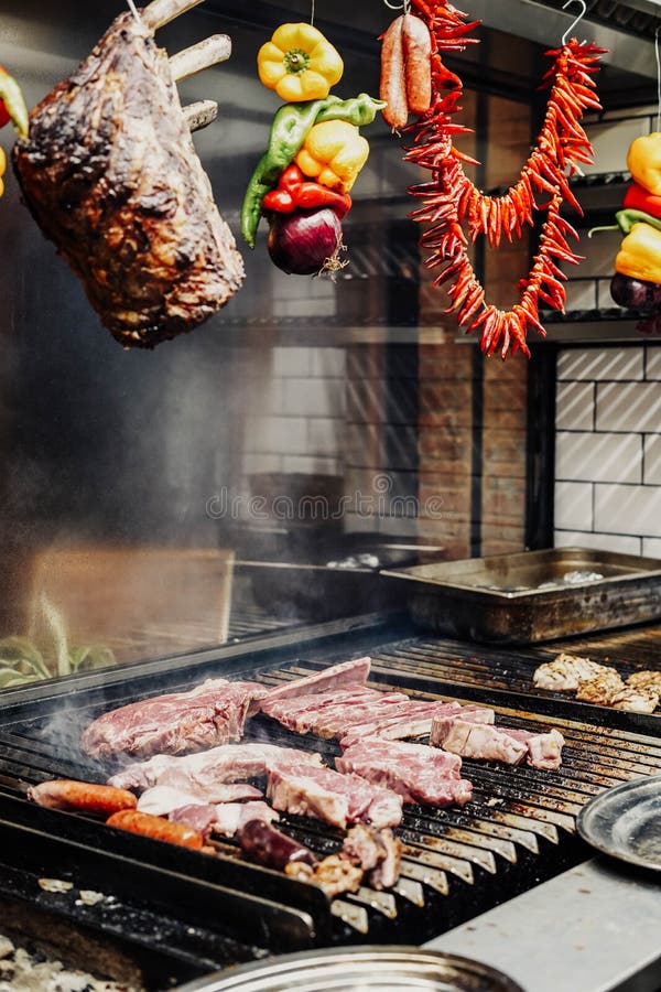 Meat in an Argentinian Barbecue Stock Image - Image of crispy, butcher ...