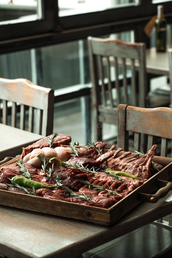 Meat Assortment at a Spacing in the Restaurant. Stock Photo - Image of ...