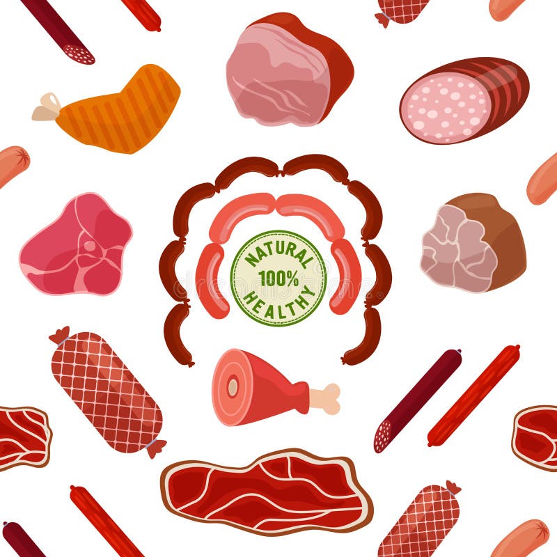 Meat Background. Seamless Pattern with Meat. Butchery Background Stock ...